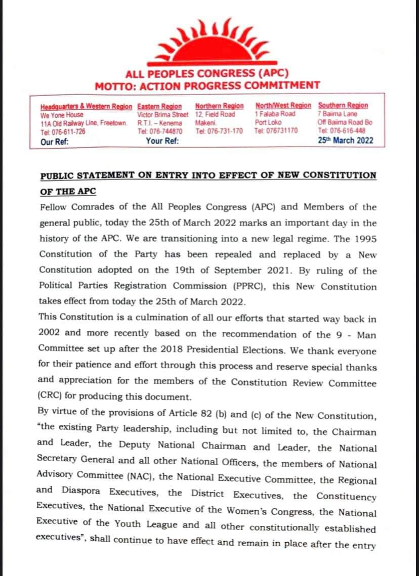 APC Party Finally Gets New Constitution