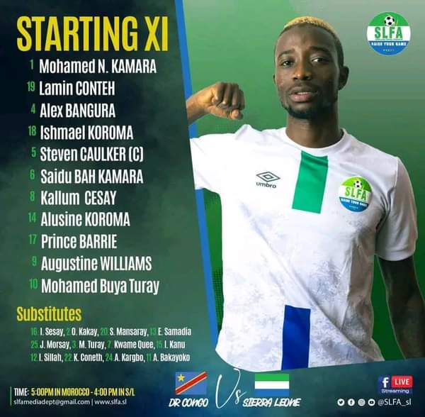Leone Stars Line up Against The Leopards of Dr Congo